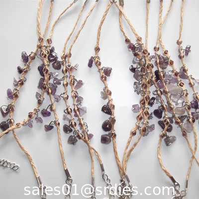 Wholesale Gem Stone Amethyst Charm Bracelet Adjustable 7.8", Natural Crystal Quartz string bracelet for girls. supplier
