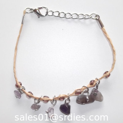 Wholesale Gem Stone Amethyst Charm Bracelet Adjustable 7.8", Natural Crystal Quartz string bracelet for girls. supplier
