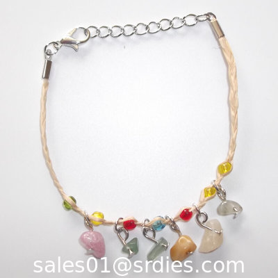 Multicolor Semi-gemstone Charms Bracelet Waxed Cotton Cord Adjustable 7.8", Natural Stones string bracelets wholesale supplier