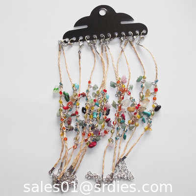 Multicolor Semi-gemstone Charms Bracelet Waxed Cotton Cord Adjustable 7.8", Natural Stones string bracelets wholesale supplier