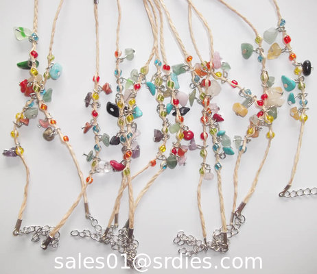 Multicolor Semi-gemstone Charms Bracelet Waxed Cotton Cord Adjustable 7.8", Natural Stones string bracelets wholesale supplier