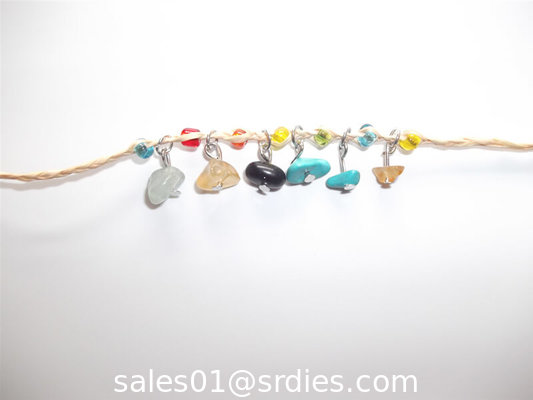 Multicolor Semi-gemstone Charms Bracelet Waxed Cotton Cord Adjustable 7.8", Natural Stones string bracelets wholesale supplier