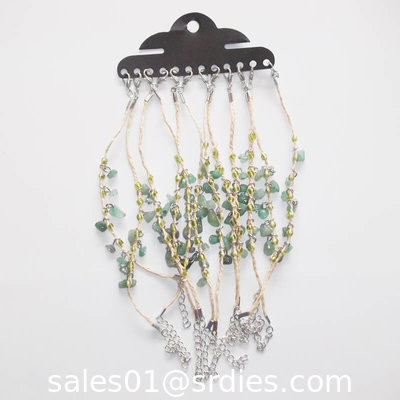 Multicolor Semi-gemstone Charms Bracelet Waxed Cotton Cord Adjustable 7.8", Natural Stones string bracelets wholesale supplier