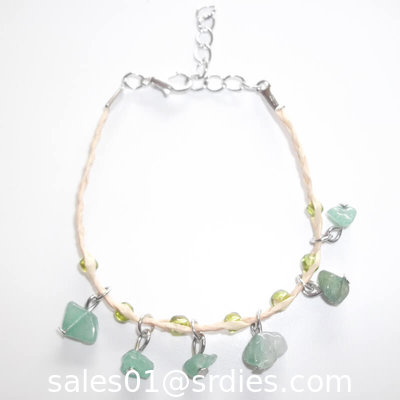 Multicolor Semi-gemstone Charms Bracelet Waxed Cotton Cord Adjustable 7.8", Natural Stones string bracelets wholesale supplier