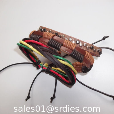Handmade Genuine Leather Bracelets, Fashion Multilayer Leather Adjustable Wristband Bangle with Multicolor Cords supplier