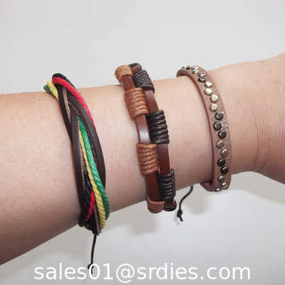 Handmade Genuine Leather Bracelets, Fashion Multilayer Leather Adjustable Wristband Bangle with Multicolor Cords supplier
