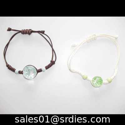 Dried Gypsophila Glass Dome Bead Bracelet with Hand Woven adjustable waxed cotton cord 8” supplier