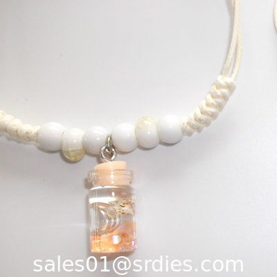 Clear Resin Conch Shell Drift Bottle Pendant bracelet with 8 inch Wax Cord Adjustable supplier