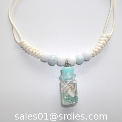 Clear Resin Conch Shell Drift Bottle Pendant bracelet with 8 inch Wax Cord Adjustable supplier