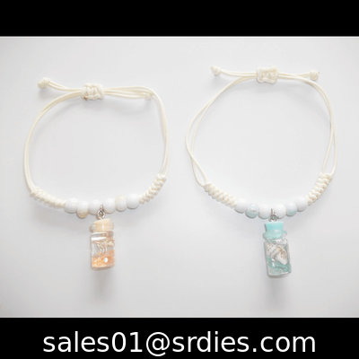 Clear Resin Conch Shell Drift Bottle Pendant bracelet with 8 inch Wax Cord Adjustable supplier