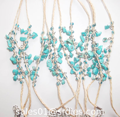 Hand woven Turquoise String Bracelets Wholesale, Retro Fashion Woven turquoise Charm Pendants Strand Bracelets supplier