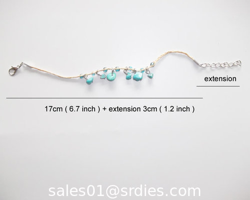 Hand woven Turquoise String Bracelets Wholesale, Retro Fashion Woven turquoise Charm Pendants Strand Bracelets supplier