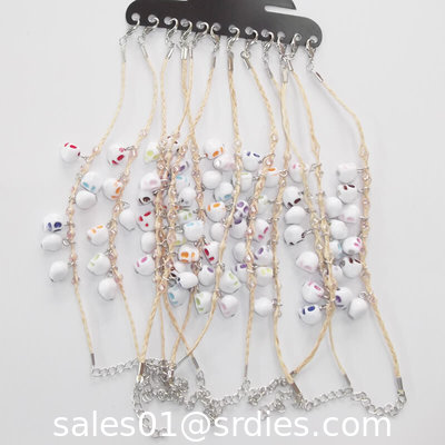 Ceramic Skull Heads Charm String Bracelets for Girls, Wholesale Ceramic Skulls Drop Pendants Woven Bracelets supplier