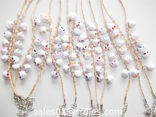 Ceramic Skull Heads Charm String Bracelets for Girls, Wholesale Ceramic Skulls Drop Pendants Woven Bracelets supplier