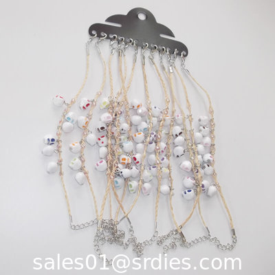 Ceramic Skull Heads Charm String Bracelets for Girls, Wholesale Ceramic Skulls Drop Pendants Woven Bracelets supplier
