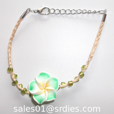 Polymer Clay Flower Hand Woven Wristbands Bracelet with Wax Cotton Hemp Cords Wholesale supplier