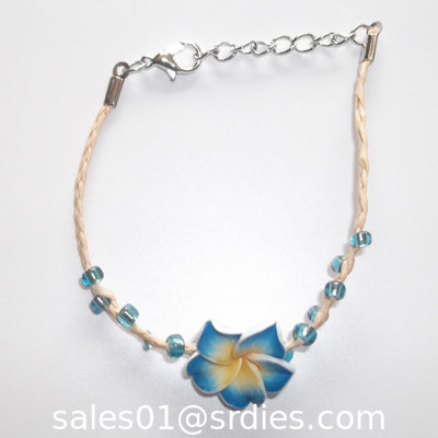 Polymer Clay Flower Hand Woven Wristbands Bracelet with Wax Cotton Hemp Cords Wholesale supplier