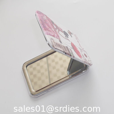 Printed PU Leather Metal Compact Mirror Wholesale, Double-Sided Travel Makeup Mirror with 3X Magnifying Mirror supplier
