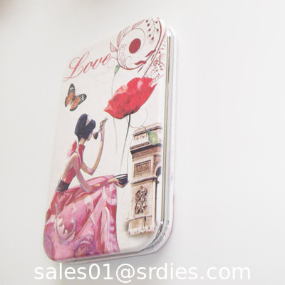 Printed PU Leather Metal Compact Mirror Wholesale, Double-Sided Travel Makeup Mirror with 3X Magnifying Mirror supplier