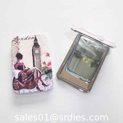 Rectangle Metal Pocket Mirror Compacts Wholesale, Double-Sided Mirror with 1x/3x Magnification supplier