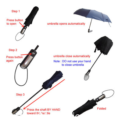 10 Ribs 3 Fold Travel Umbrella Large 41 Inch for Men and Women, Automatic open and close supplier