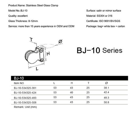Hot selling round curved glass clamp is easy to install