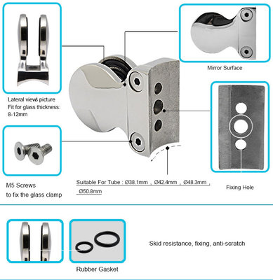 Hot selling round curved glass clamp is easy to install