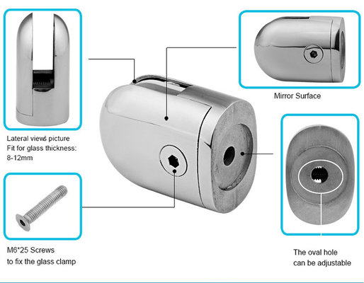 Hot selling oval glass clip, quick installation, good quality and low price