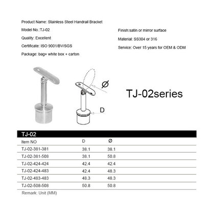 Hot selling stainless steel handrail accessories movable bracket can be customized size