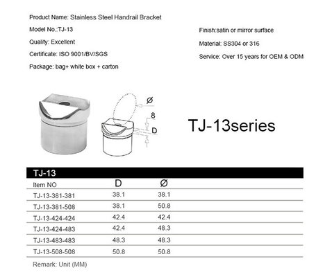 Hot selling stainless steel handrail accessories movable bracket can be customized size