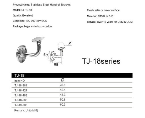 Hot selling stainless steel handrail accessories movable bracket can be customized size