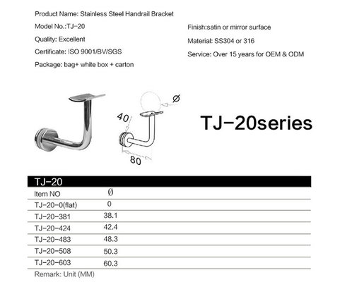 Hot selling stainless steel handrail accessories movable bracket can be customized size
