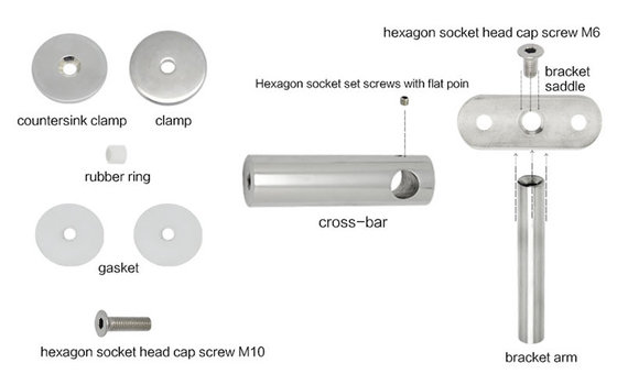 Stainless Steel Glass Clamp Adjustable Handrail Tube Bracket Glass Balcony Hardware Fittings