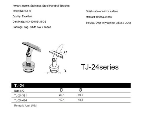 Hot selling stainless steel handrail accessories movable bracket can be customized size