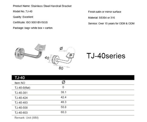 Hot selling stainless steel handrail accessories movable bracket can be customized size