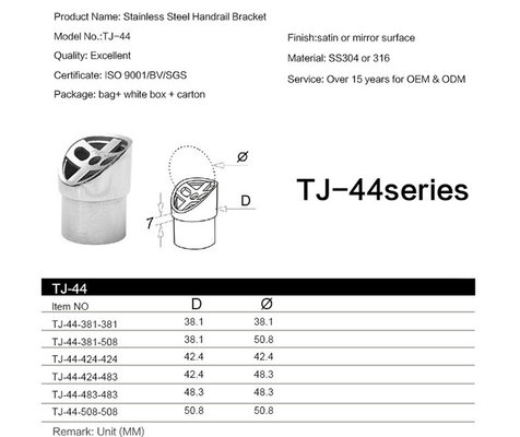 OEM ODM Handrail Stainless Steel Railing Pipe Accessories Bracket Support Tube Fittings