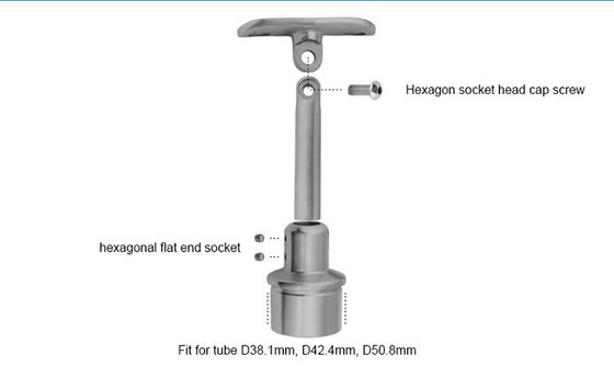 Adjustable Stainless Steel Handrail Pipe Support Stair Railing Tube Casting Bracket Accessories