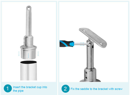 Adjustable Stainless Steel Handrail Pipe Support Stair Railing Tube Casting Bracket Accessories