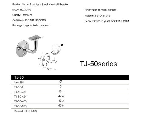 Stainless Steel Balustrade Handrail Hardware Accessories Round Square Tube Bracket