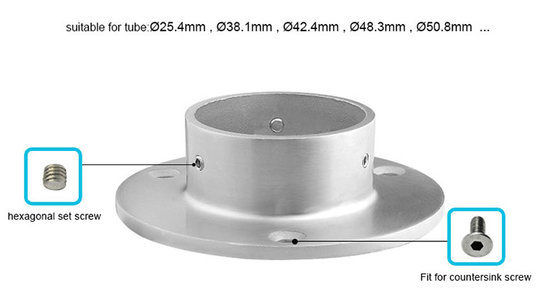 Factory Price Stainless Steel Casting Floor Mounted Round Tube Flange Staircase Hardware Fittings
