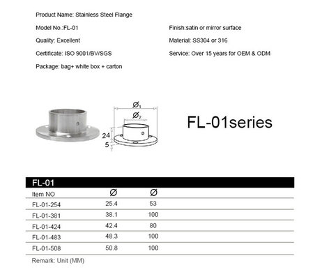 Factory Price Stainless Steel Casting Floor Mounted Round Tube Flange Staircase Hardware Fittings