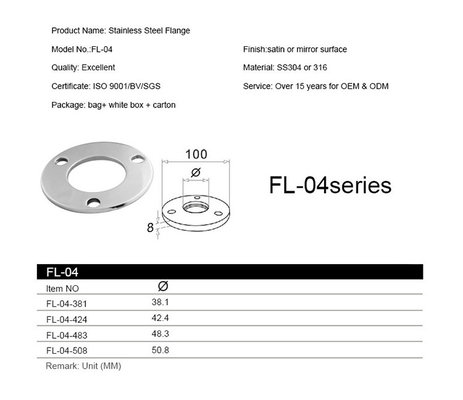 Factory Price Stainless Steel Round Tube Staircase Pipe Flange Balustrade Handrail Fittings