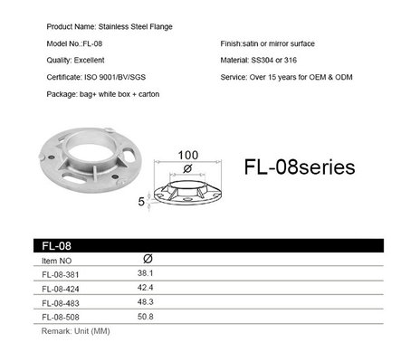 Casting Balustrade Handrail Tube Flange Stainless Steel Stair Railing Pipe Bracket Fittings