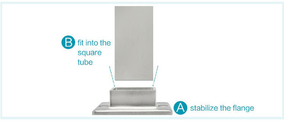 Floor Mounted Stair Railing Handrail Tube Flange stainless steel Square Pipe Plate