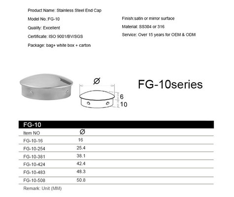 Steel Pipe Glass Balcony Base Cover Stainless Steel Handrail Post Tube End Cap Fittings