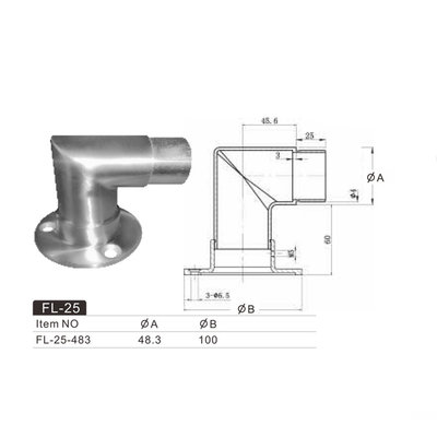 Stainless Steel Stair Railing 90 degree Tube Elbow Pipe Flange Handrail Post Base Plate