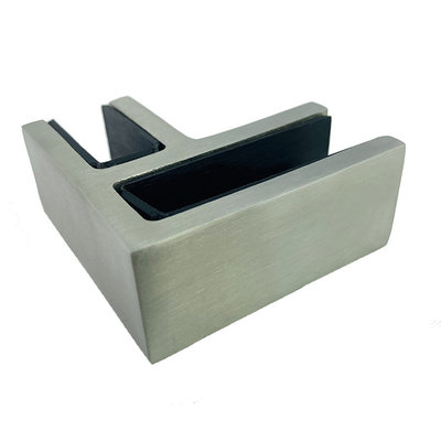 Stainless Steel 90 degree Glass to Glass Clamp with Satin Mirror on Balustrade Handrail Glass Balcony