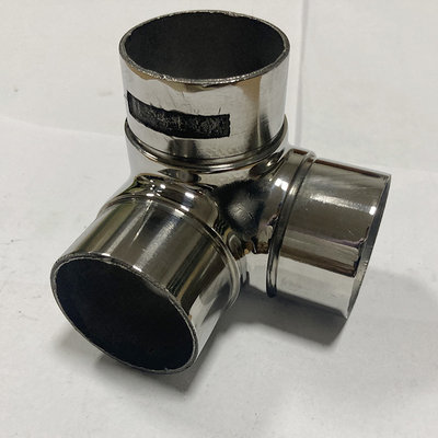 Balustrade Handrail Stainless Steel 3-Way Round Tube Elbow Stair Railing Fittings