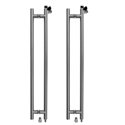 35mm/38mm Stainless Steel Pipe Glass Pull Door Handle Lock with floor lock customized length