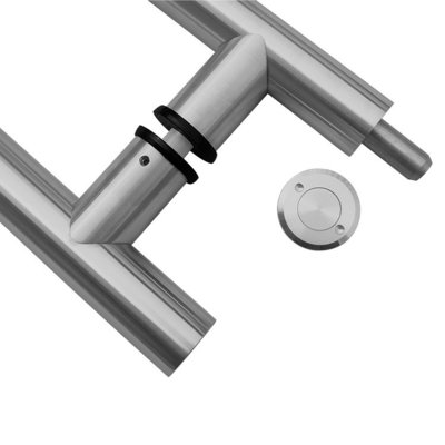 35mm/38mm Stainless Steel Pipe Glass Pull Door Handle Lock with floor lock customized length